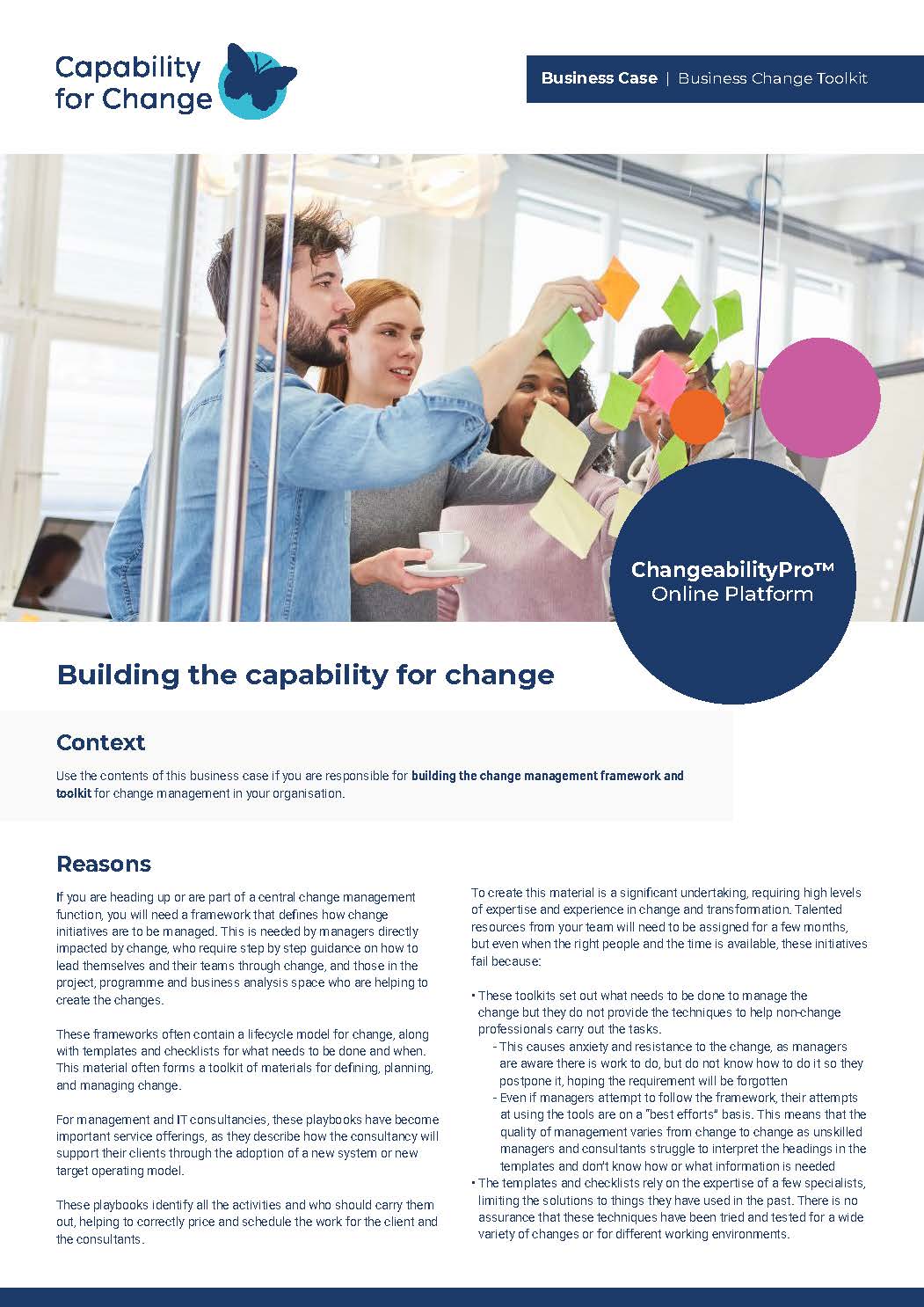 ChangeabilityPro® Platform Business Case Business Change Toolkit ...