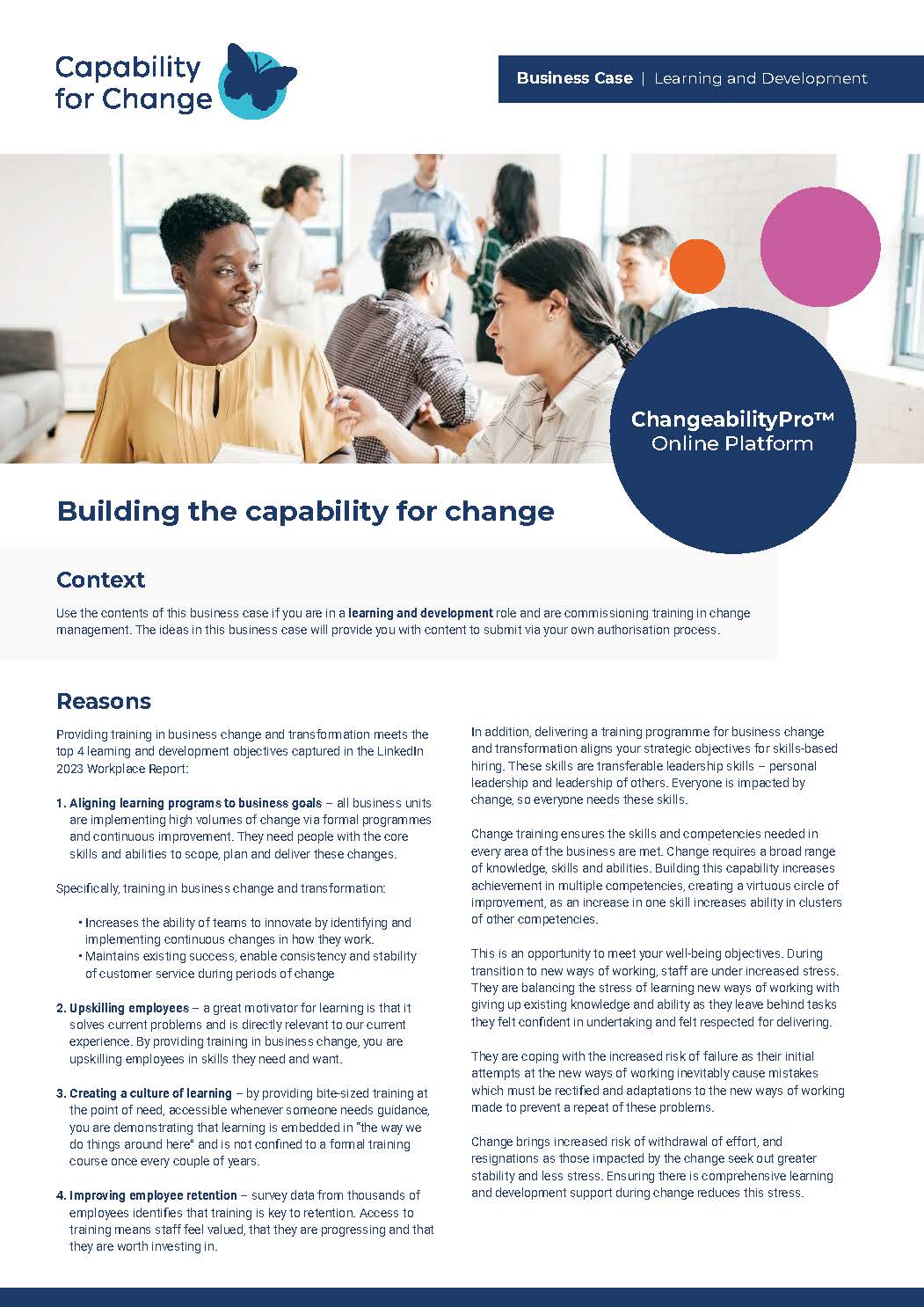 ChangeabilityPro® Platform Business Case Learning and Development ...